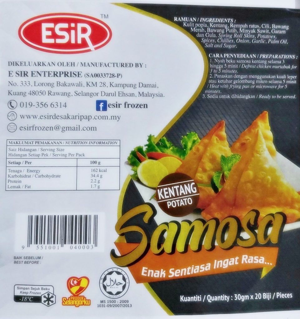 Frozen Food Samosa | Esir Frozen Food Malaysia